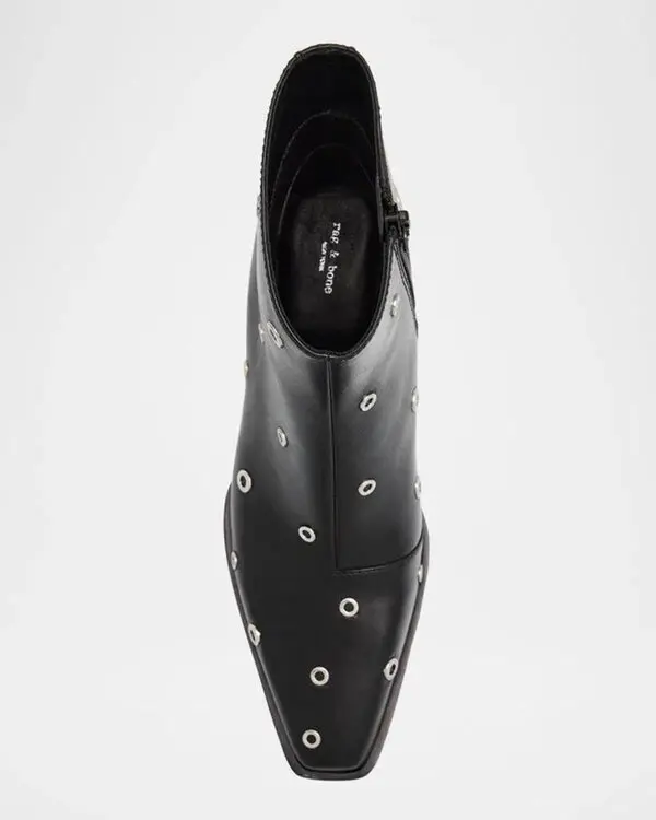 Rag & Bone Joni Grommet Leather Ankle Booties - Black