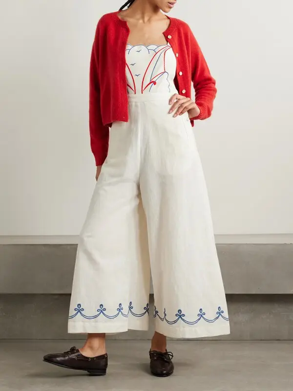 BODE Embroidered Cotton And Linen-blend Jumpsuit