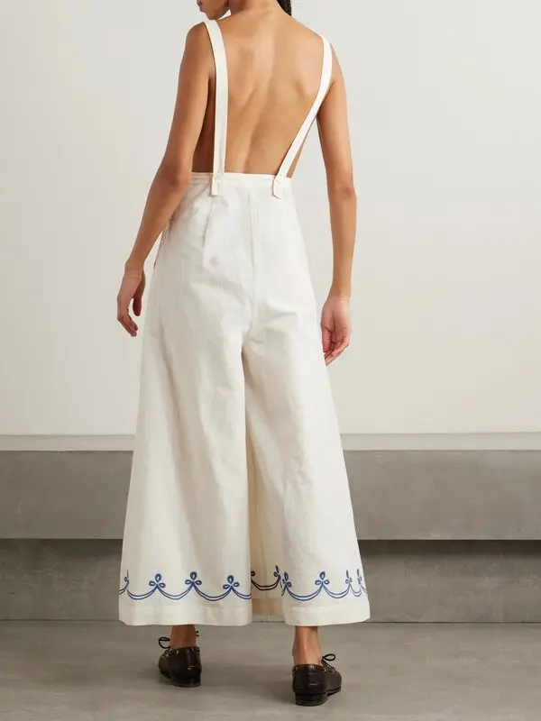 BODE Embroidered Cotton And Linen-blend Jumpsuit