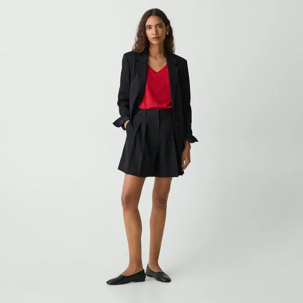 Theory Pleated Short In Good Linen - Black