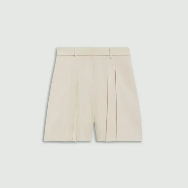 Theory Pleated Wide-leg Short - Straw