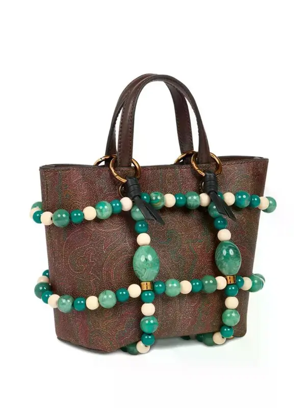 Etro Marble-embellished Cage Bag - Green