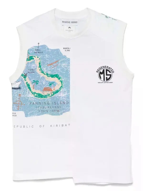 MARINE SERRE Regenerated Graphic-t-shirts Tank Top - White