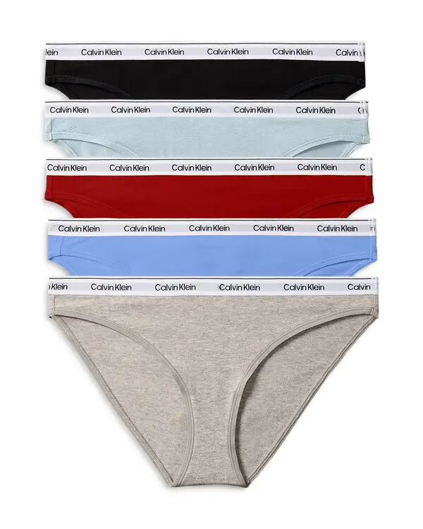 Calvin Klein Bikini Pack Of 5 - Black/grey Heather/sterling Blue/glacier