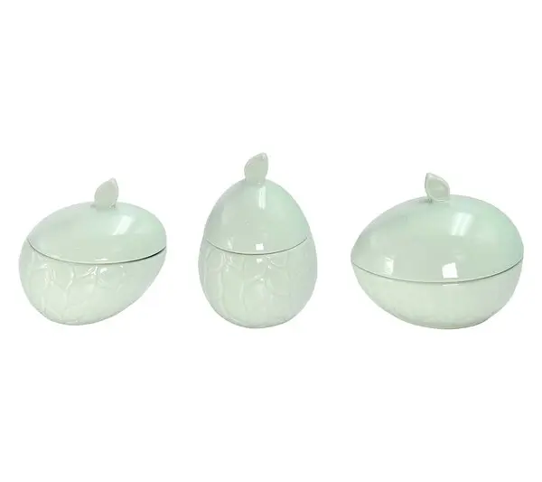 TEMP-TATIONS Set Of 3 Egg-shaped Lidded Ramkeins - One-color