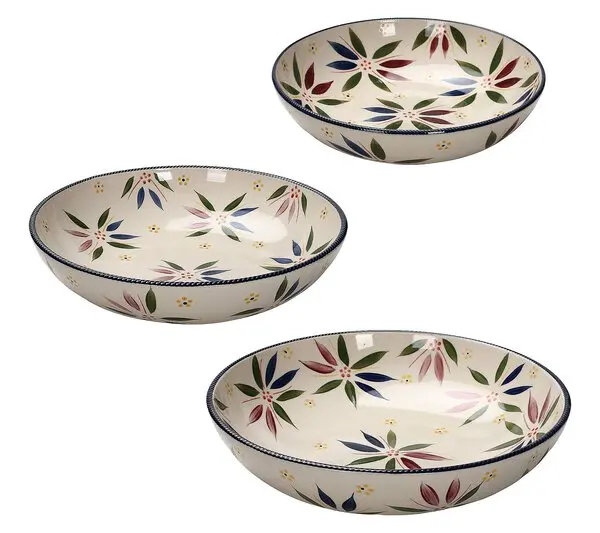 TEMP-TATIONS Old World Set Of 3 Shallow Nesting Bowl Set - One-color