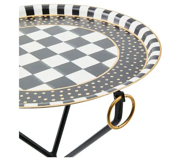 MACKENZIE-CHILDS Tilt Top Black Tripod Table
