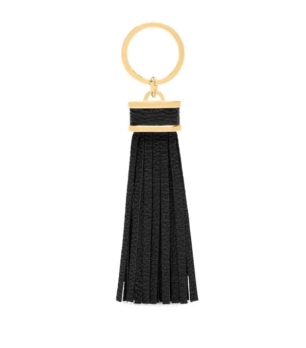 TOM FORD Leather T Tassel Keyring - Black