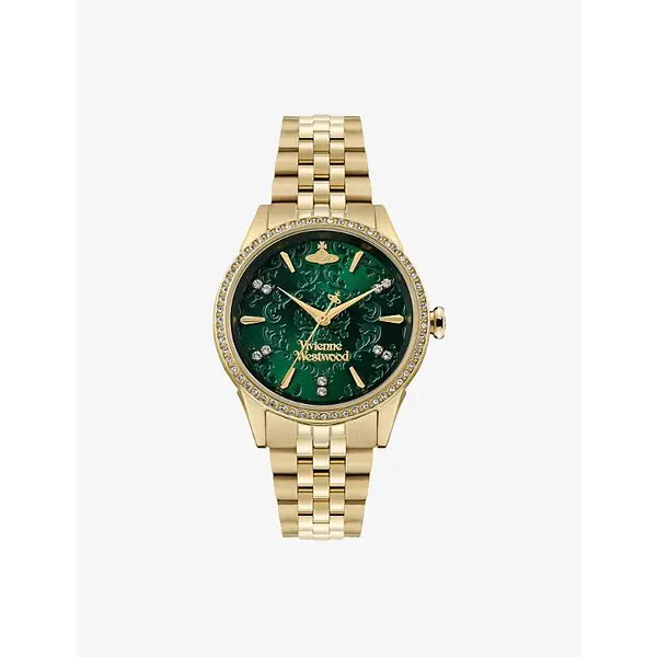 VIVIENNE WESTWOOD Little Wallace Swarovski-crystal Watch - Gold/green