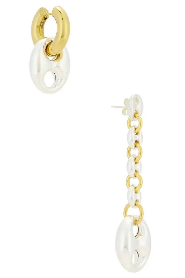 Timeless Pearly Mismatched Drop Earrings - Gold & Silver