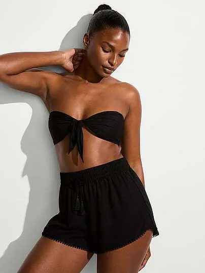 Victoria's Secret Tie-front Bandeau Top - Black