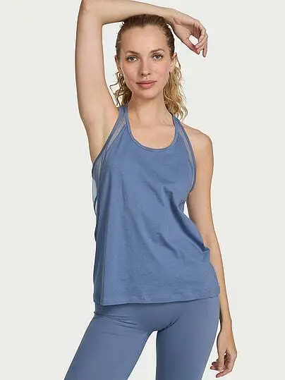 Victoria's Secret Vsx Cotton Jersey Racerback Tank Top - Blue