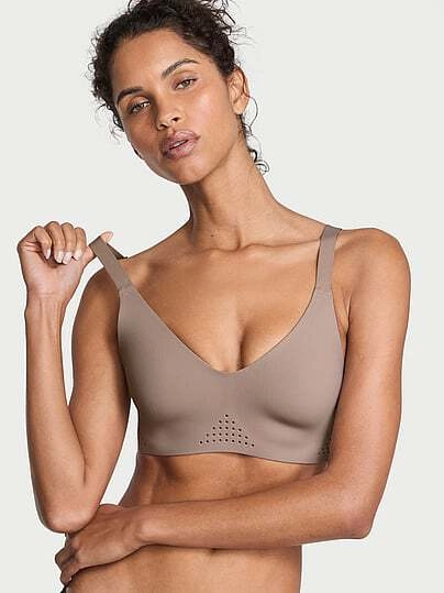 Victoria's Secret Vsx Featherweight™ Medium Lace-up Sports Bra - Beige