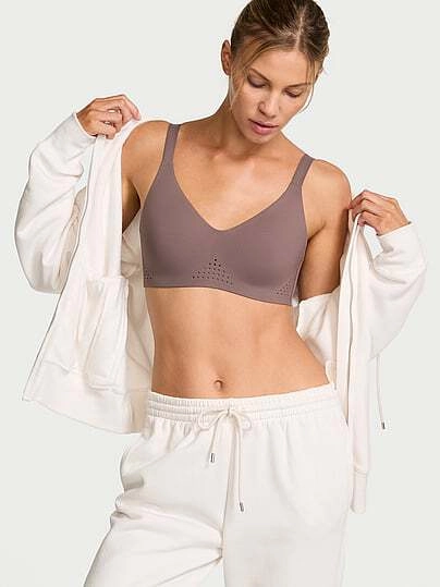 Victoria's Secret Vsx Featherweight™ Medium V-neck Sports Bra - Grey