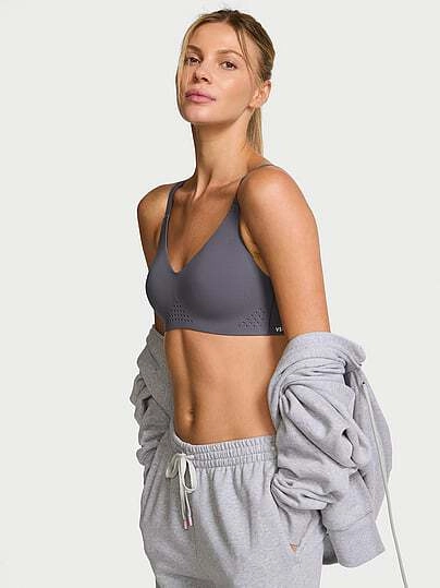 Victoria's Secret Vsx Featherweight™ Medium V-neck Sports Bra - Grey