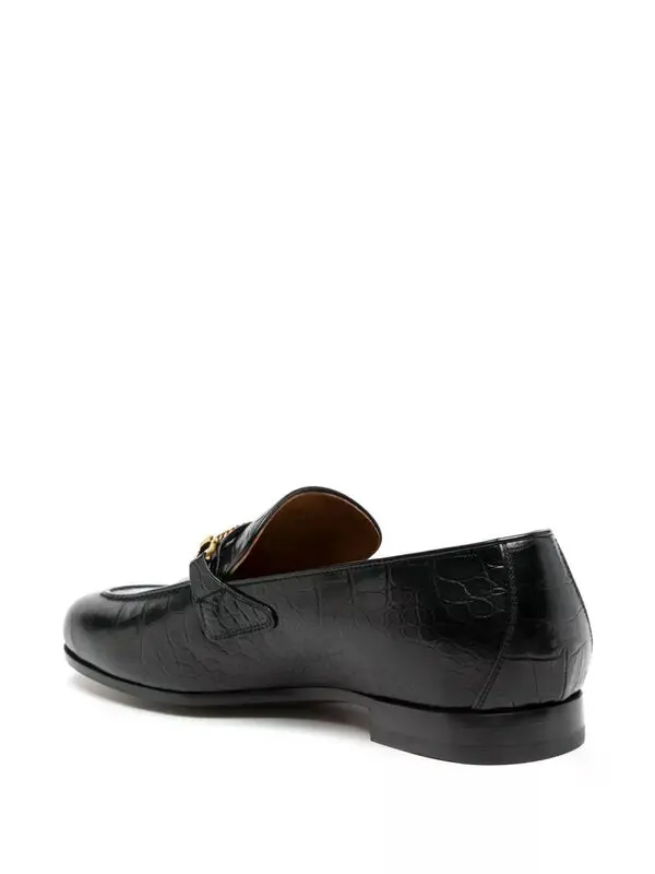 TOM FORD Crocodile-embossed Leather Loafers - Black