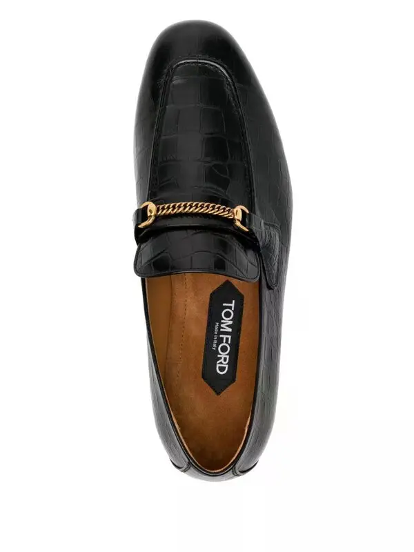 TOM FORD Crocodile-embossed Leather Loafers - Black