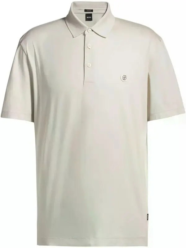 BOSS Double Monogrammed Polo Shirt - Grey