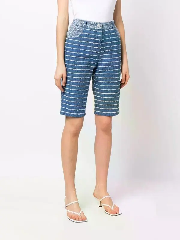 KRIZIA Frayed-stripe Bermuda Shorts