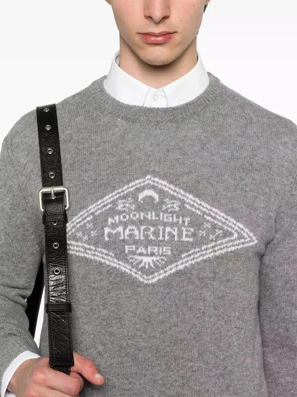 MARINE SERRE Logo-intarsia Knit Sweater