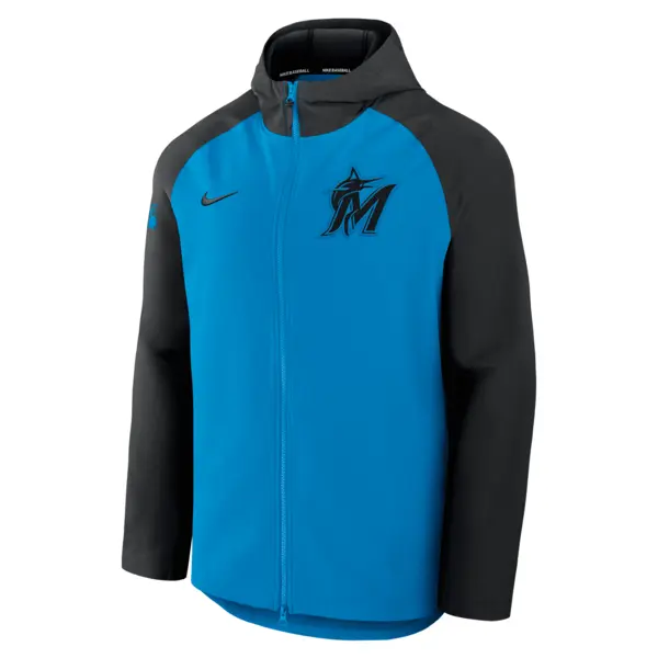 Nike Miami Marlins Authentic Collection Therma Mlb Full-zip Jacket - Blue