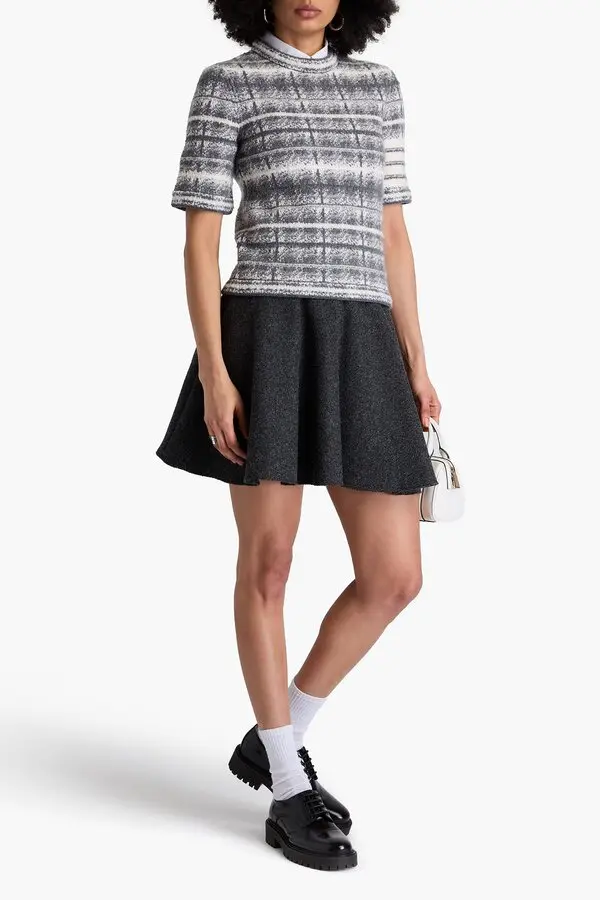 Thom Browne Jacquard-knit Wool-blend Sweater - Gray