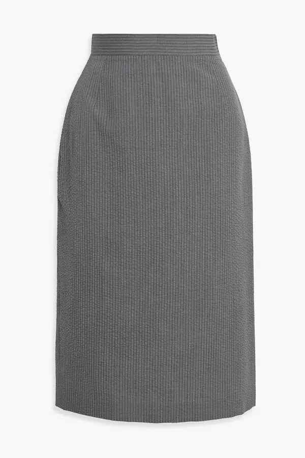 Thom Browne Wool-seersucker Midi Skirt