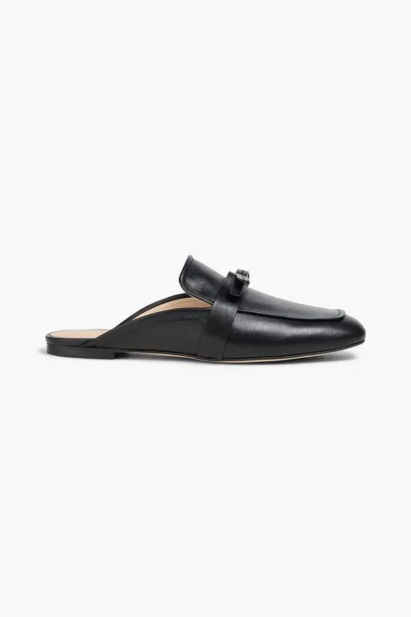 STUART WEITZMAN Emma Bow-detailed Leather Slippers