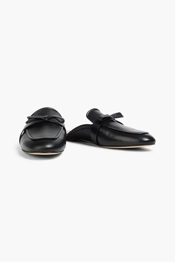 STUART WEITZMAN Emma Bow-detailed Leather Slippers