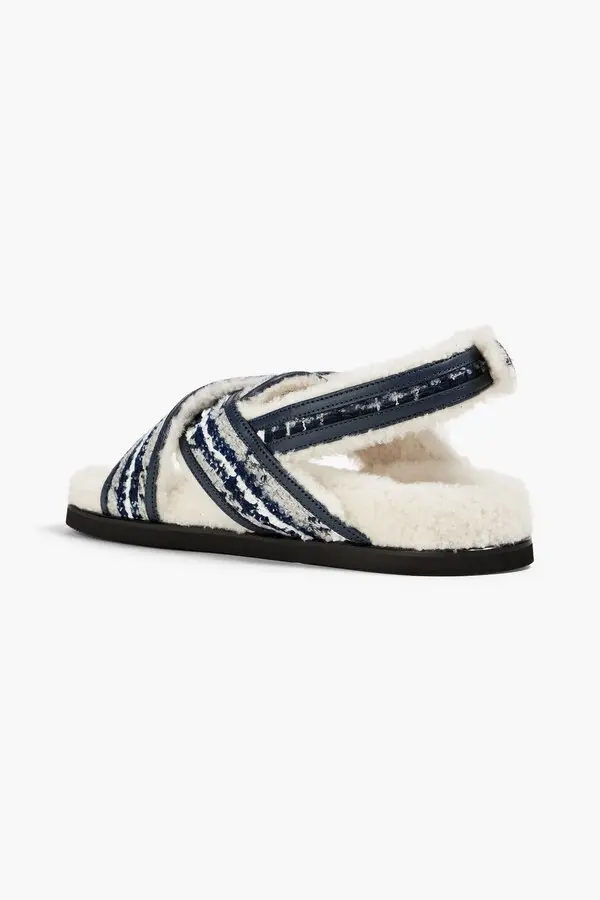 Thom Browne Shearling-lined Bouclé Slingback Sandals
