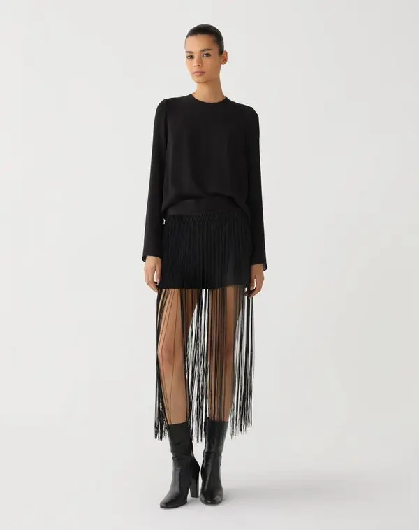 Veronica De Piante Allegra Fringe Wool Shorts - Black