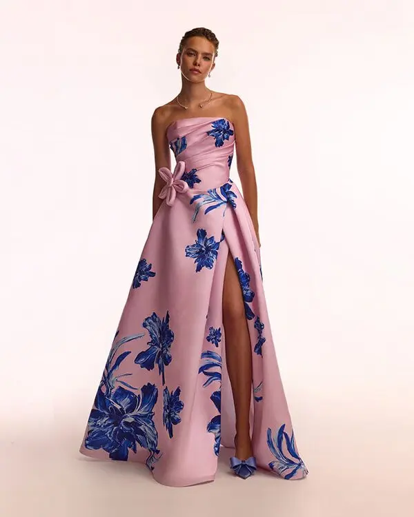 Milla A-Line Maxi Gown With Floral Print In Pink-Blue - 20% Off |  Editorialist