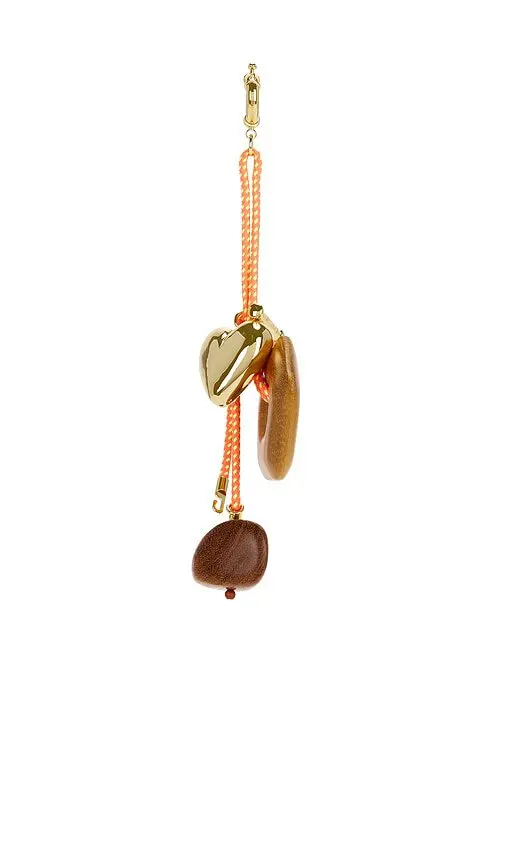 Timeless Pearly Wood & Gold Charms Rope Keychain