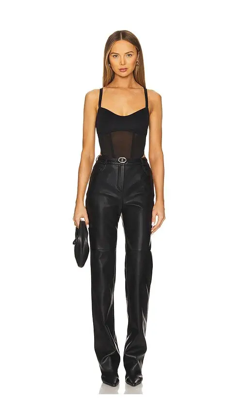 OW Serenity Top With Sheer Panel And Boned Bodice