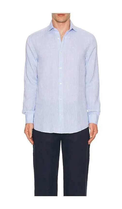 Frescobol Carioca Antonio Linen Shirt In . Also - Blue