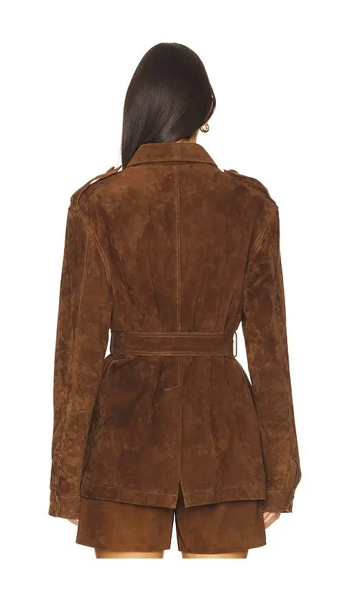 AEXAE Leather Suede Mid Jacket - Brown