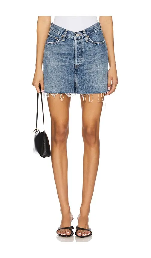AGOLDE V-waist Mini Skirt With Frayed Hem - Blue