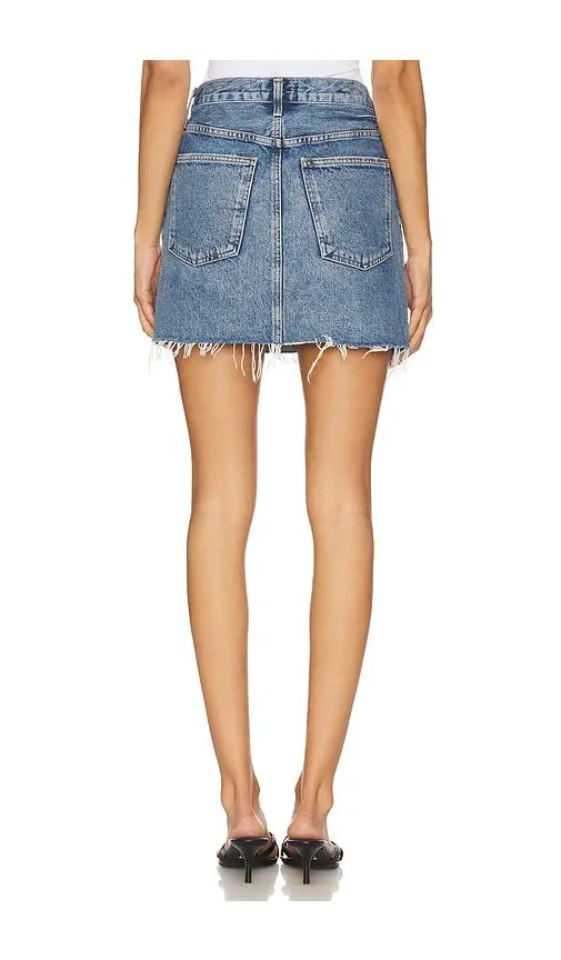 AGOLDE V-waist Mini Skirt With Frayed Hem - Blue