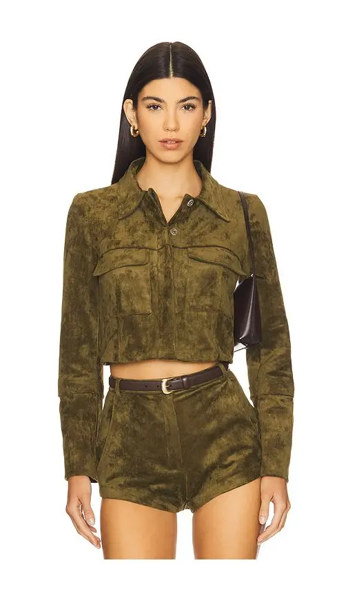 Amanda Uprichard X Revolve Lucas Suede Jacket - Olive