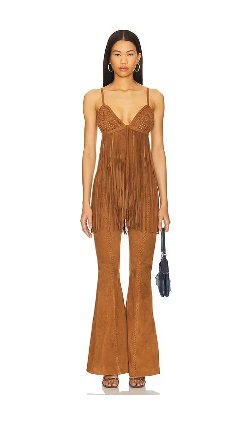 Retrofete Jacinta Suede Fringe Bra In . Also