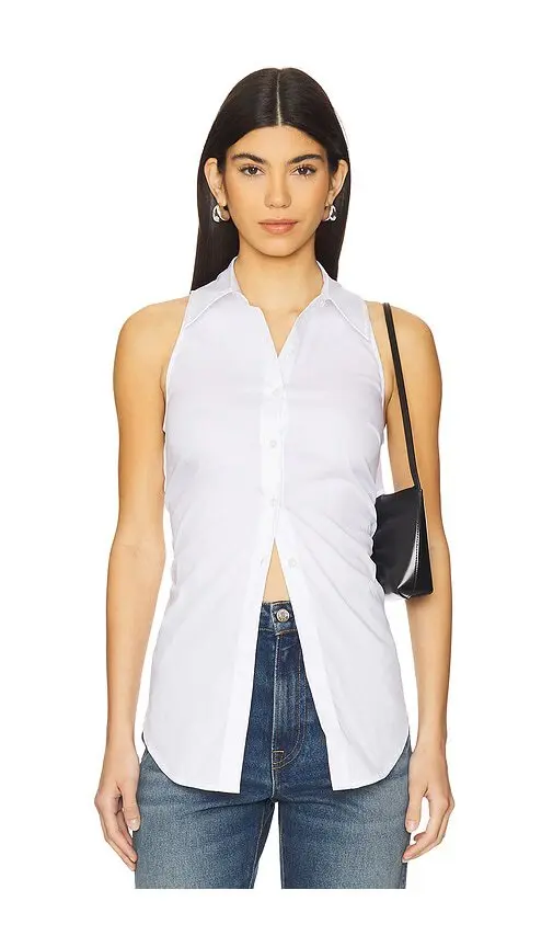 SIMONMILLER Loch Sleeveless Poplin Button-up Shirt - Macadamia