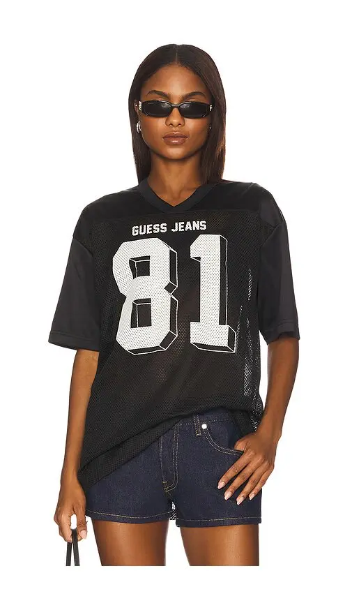 Guess Mesh Tee In Black