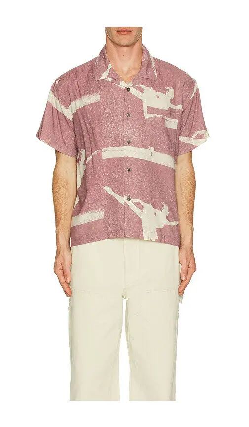 Obey Jacques Woven Shirt In Pink