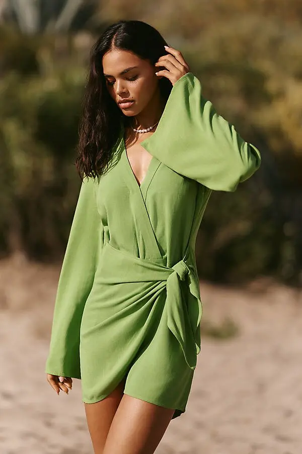 L*Space Las Palmas Long-sleeve Mini Dress - Green