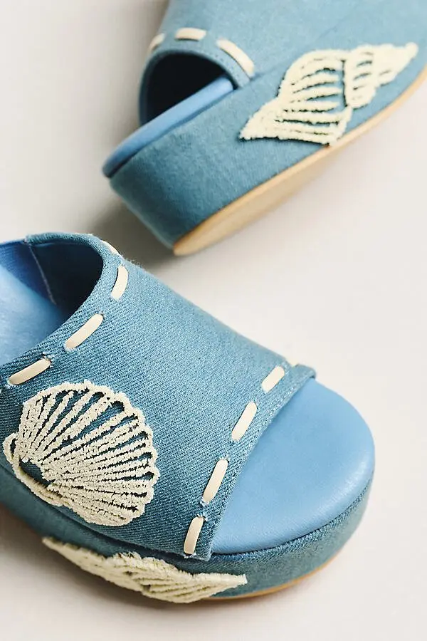 Matisse Embroidered Raffia Platform Heeled Sandals