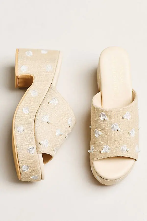 Matisse Embroidered Platform Heeled Sandals - Neutral Pattern