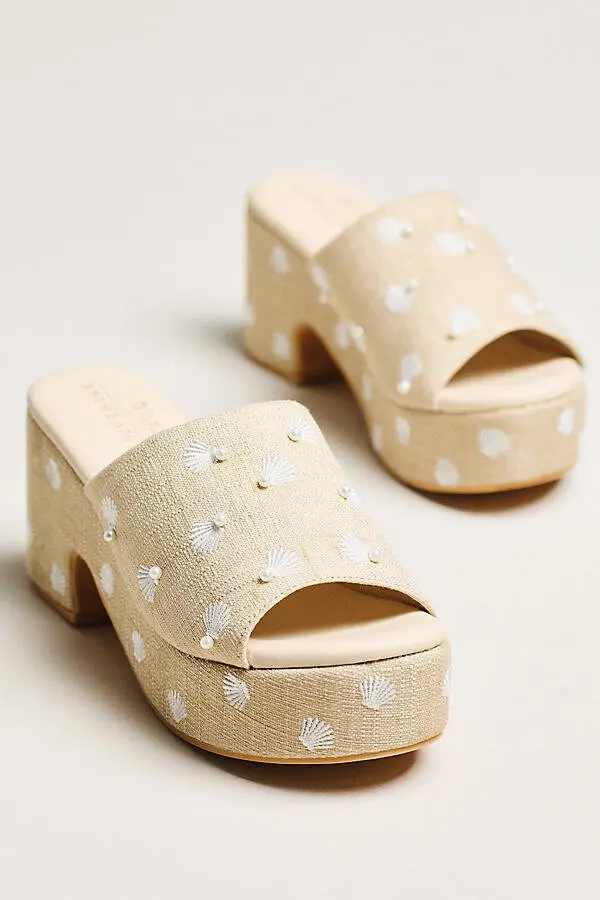 Matisse Embroidered Platform Heeled Sandals - Neutral Pattern