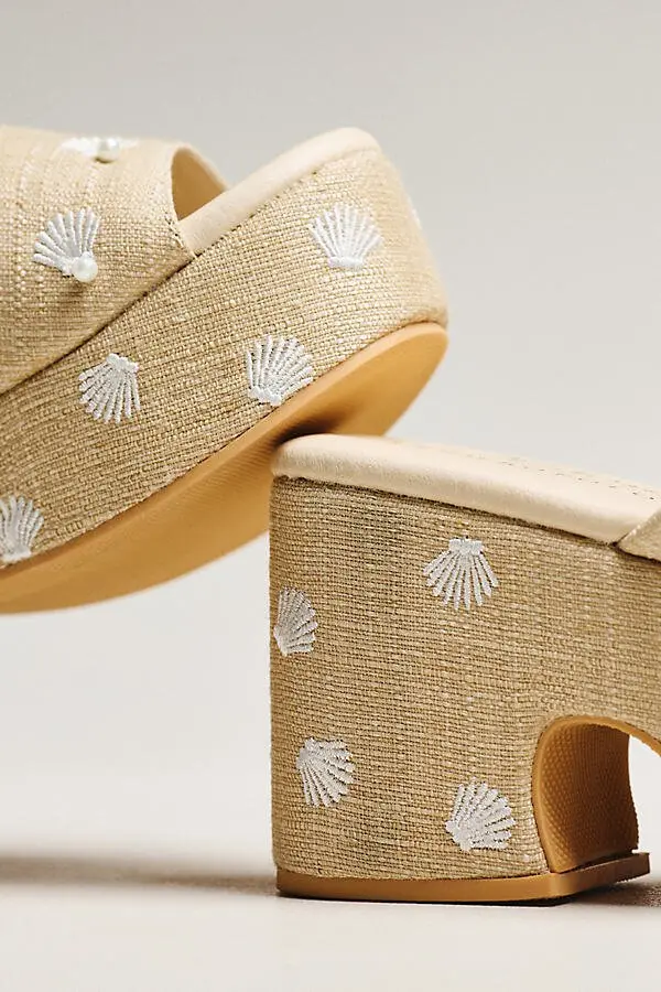 Matisse Embroidered Platform Heeled Sandals - Neutral Pattern
