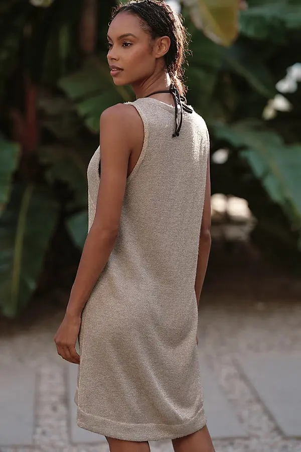 Celandine Plunge-Neck Mesh Mini Dress In Gold - 84% Off | Editorialist