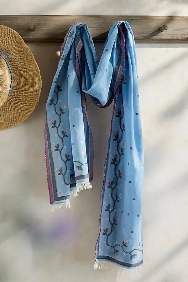 TERRAIN Embroidered Motif Scarf - Blue